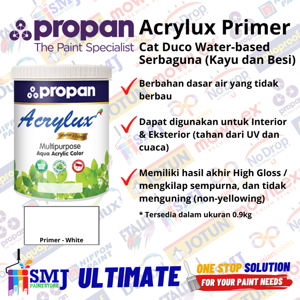 Jual Cat Duco Water Based Besi Kayu PROPAN ACRYLUX Primer White AAP-950 ...