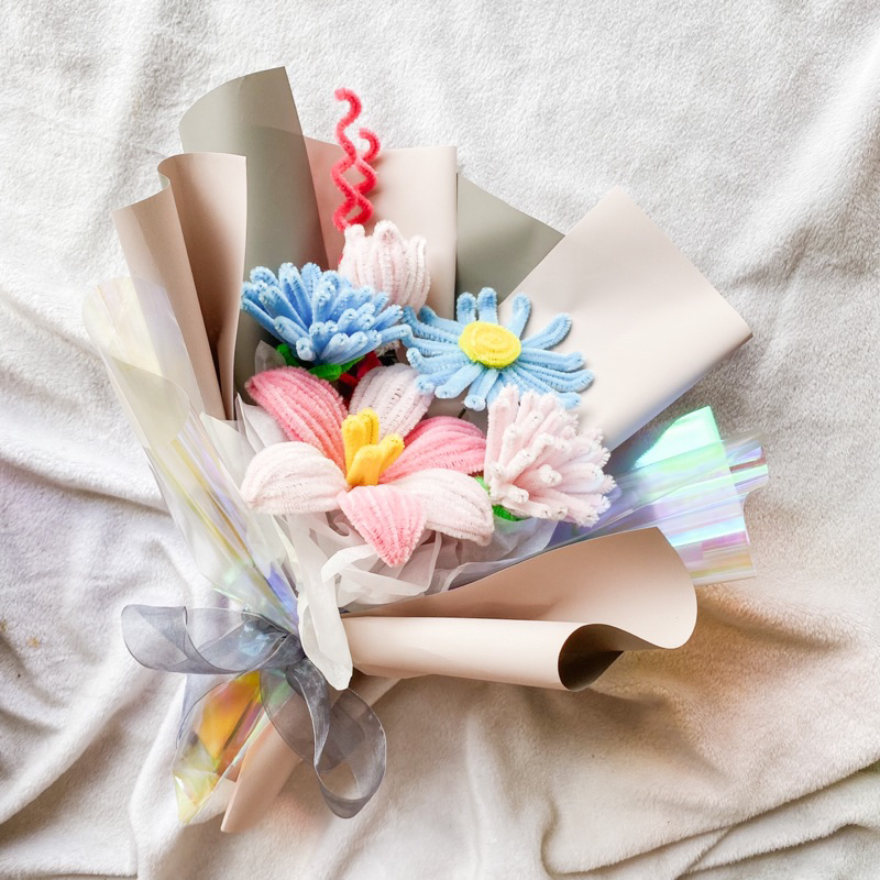 Jual Large Pipe Cleaner Flower Bouquet Buket Bunga Bulu Mercy | Shopee ...