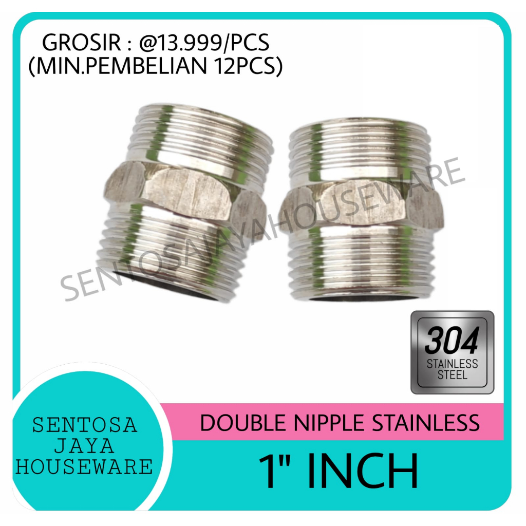 Jual DOUBLE NEPEL / NIPPLE STAINLESS 1" INCH - DOUBLE NIPPLE 1" INCH ...