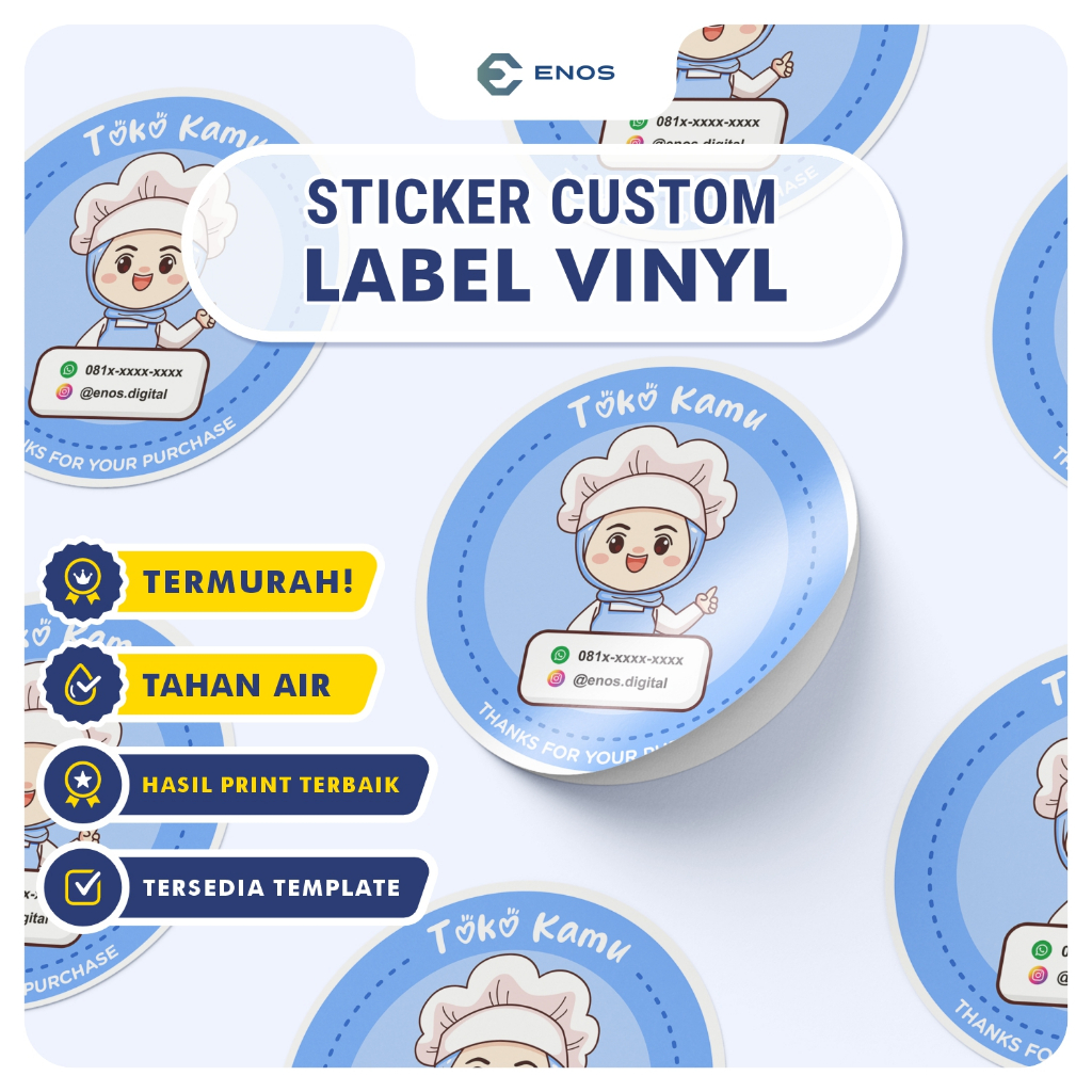 Jual Stiker Vinyl Waterproof Custom Label Kemasan Brand Jualan Makanan ...