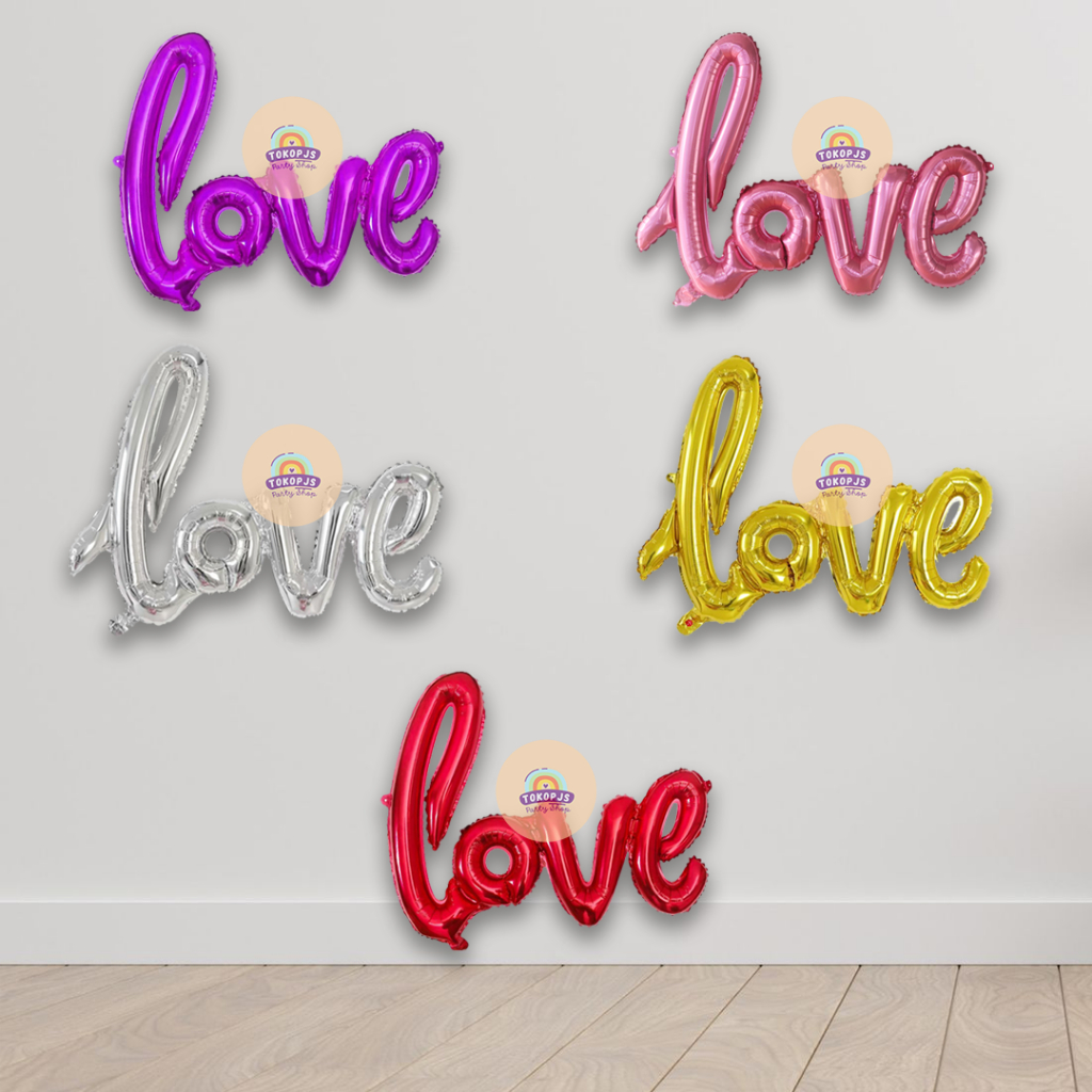 Jual Balon Foil Tulisan LOVE Latin Sambung Ukuran Jumbo 100 cm | Shopee ...