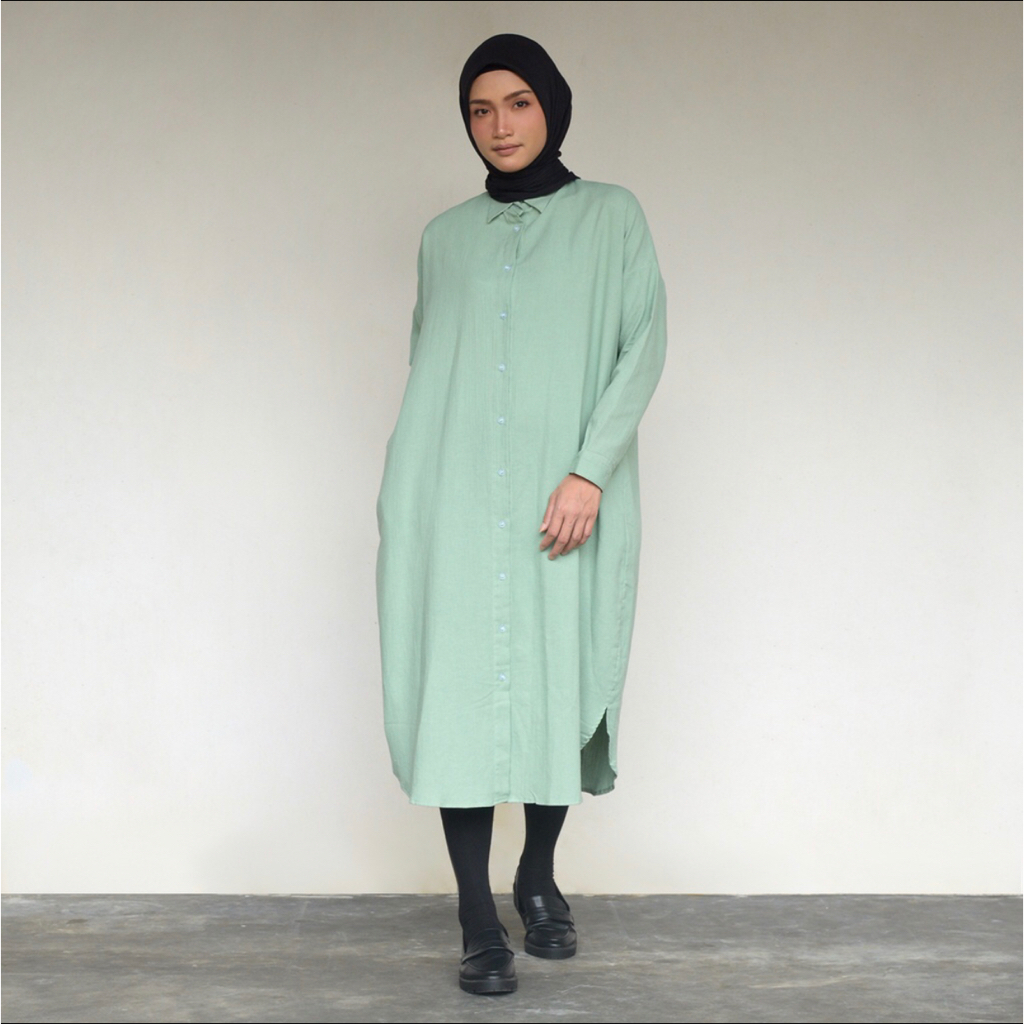 Jual Oversize Dress - Shirt Dress - Tunik Linen - Oversize Tunik - Midi ...