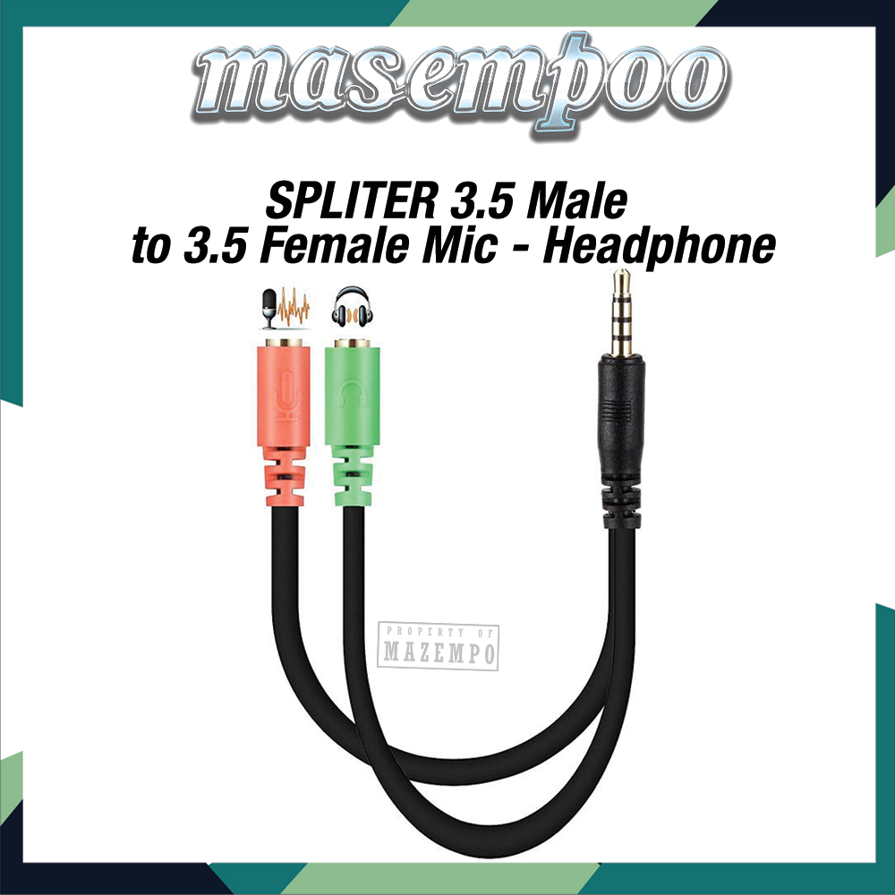 Jual Spliter Audio Cable 3.5mm Male to 3.5mm Splitter Microphone and ...