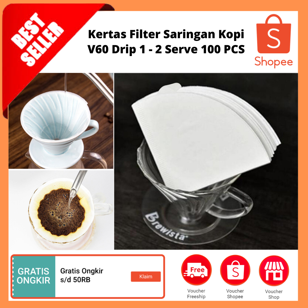 Jual Kertas Filter Saringan Kopi V60 Drip 1 - 2 Serve 100 PCS / Kertas ...
