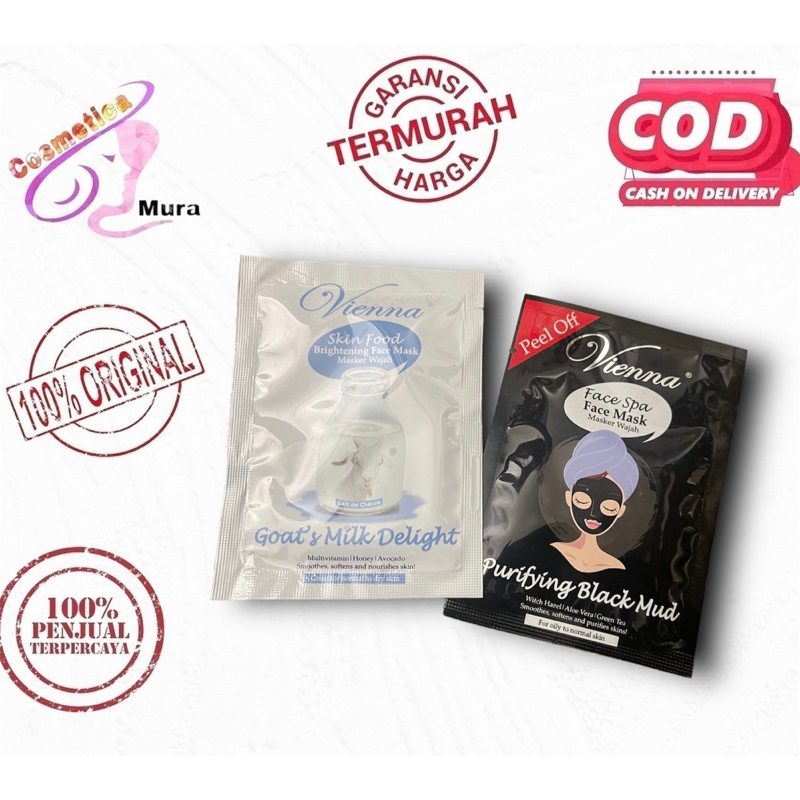 Jual cosmeticamurah - VIENNA MASKER WAJAH SACHET BLACK MASK EGG WHITE ...