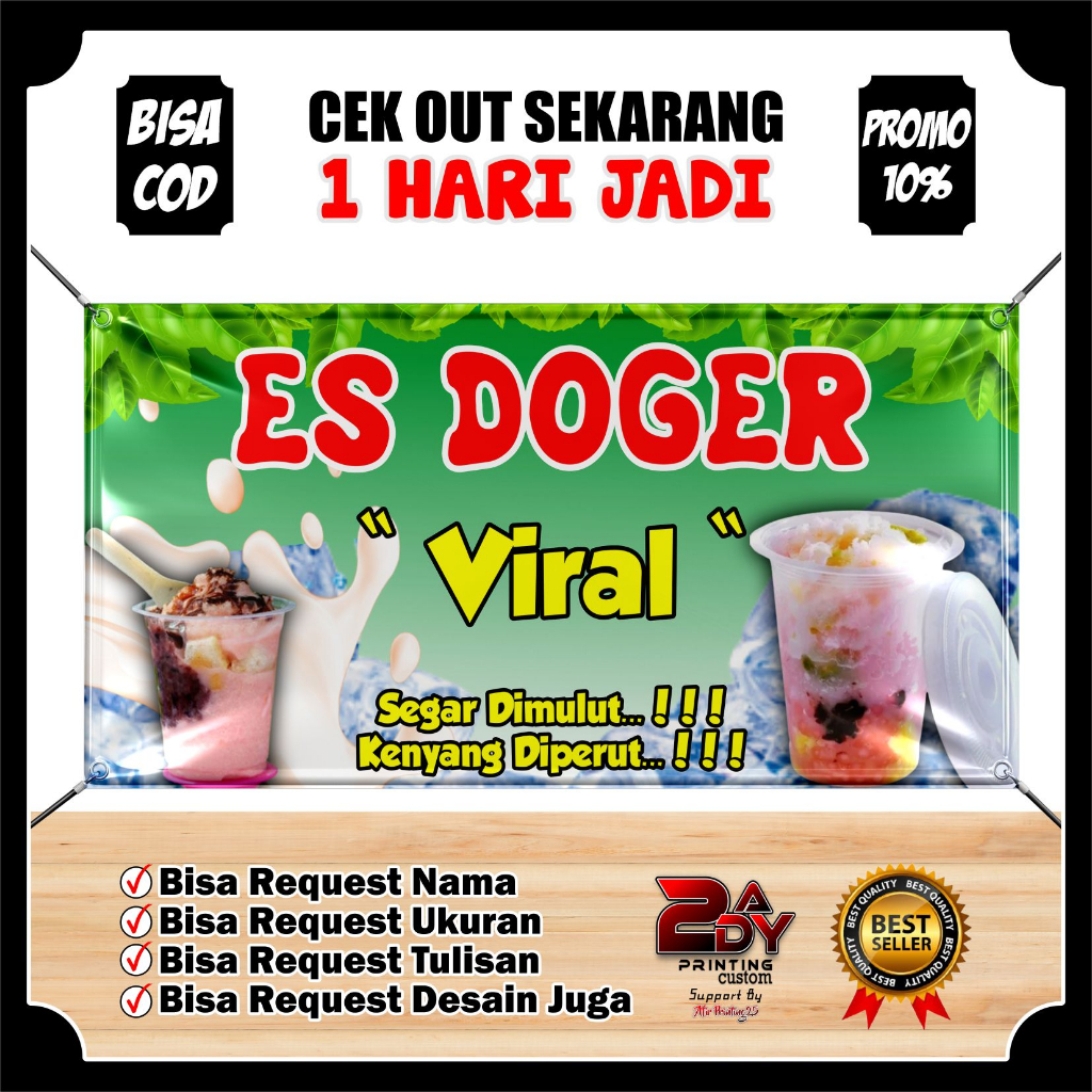 Jual Spanduk banner backdrop aneka minuman ES Doger murah bisa custom ...