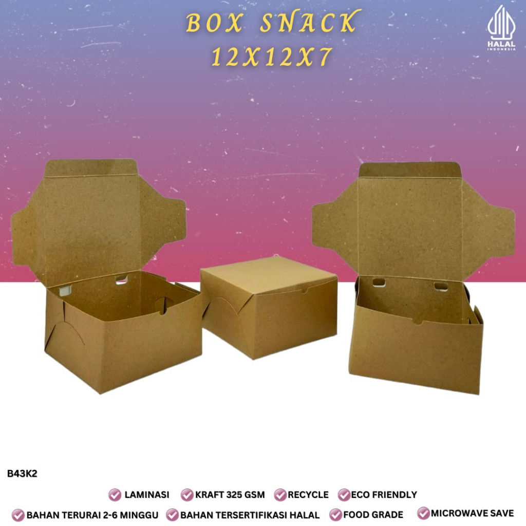 Jual Box Snack12x12 Dus Snack 12x12 Snack Box 12X12X7 (B43K2-Laminasi ...