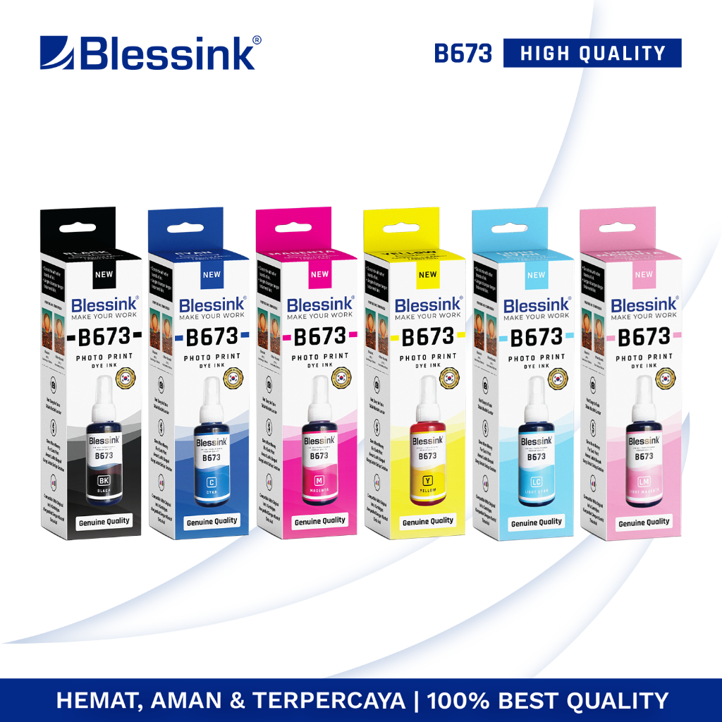 Jual 1 Set Tinta Epson BLESSINK 673 High Quality For Printer Epson L800 L805 L850 L1800 R1390 ...