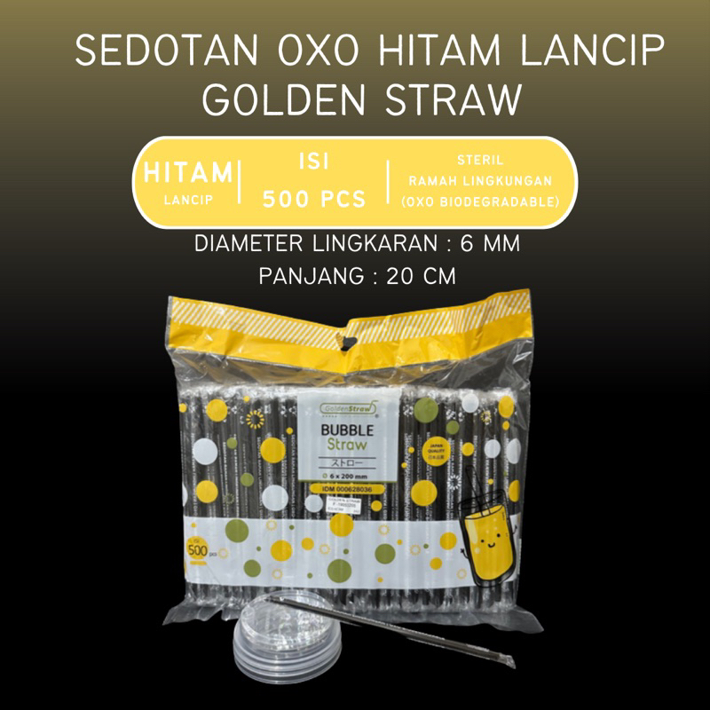 Jual (500 PCS) Sedotan OXO Golden Straw Hitam Food Grade Uk 6mm x 20cm ...