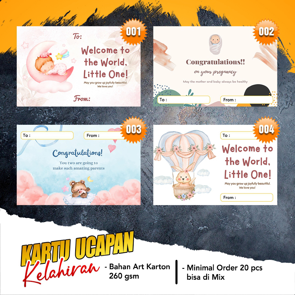 Jual Isi 25 pcs // KARTU UCAPAN KELAHIRAN BAYI // GREETING CARD BABY BORN // GIFT CARD ucapan ...