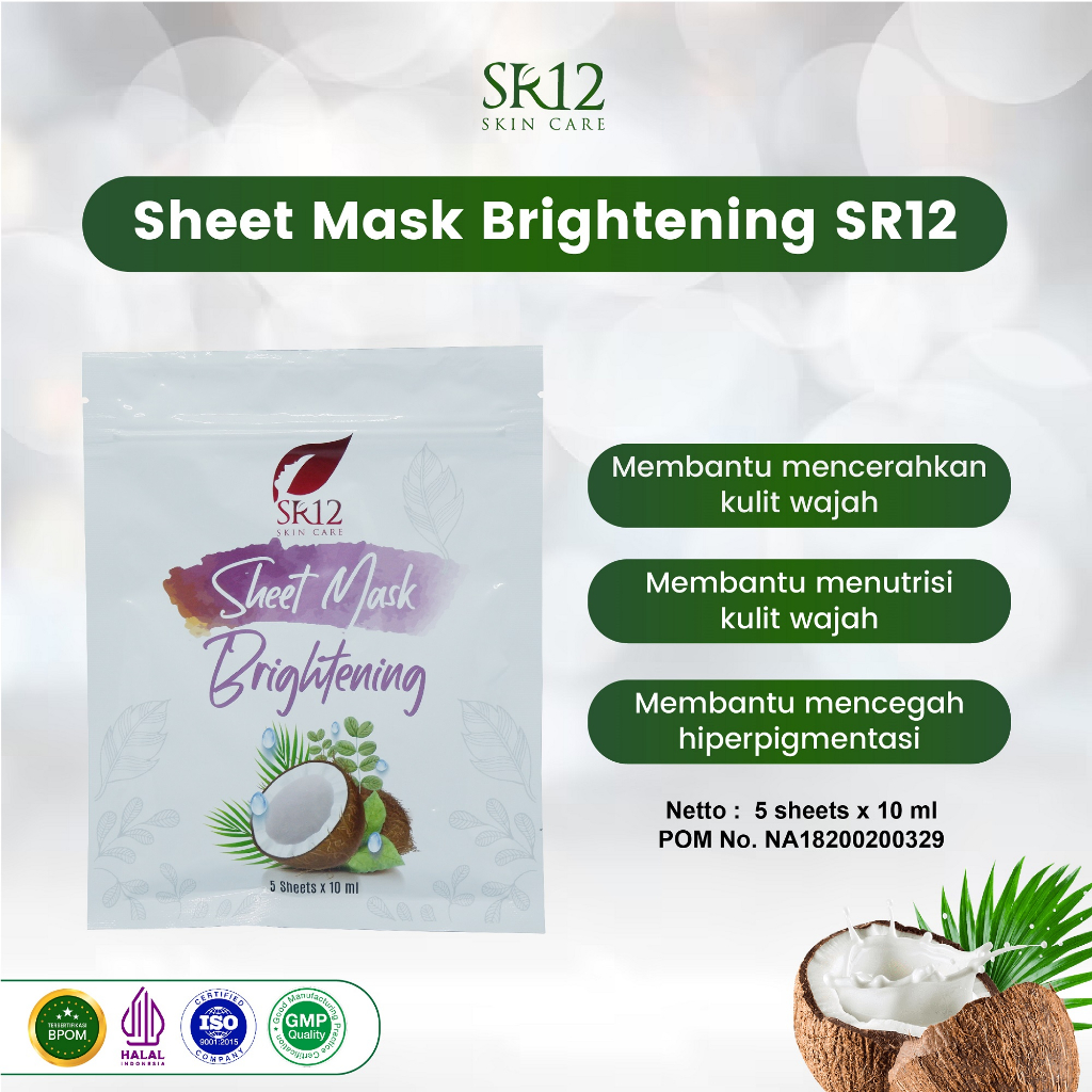 Jual Sheet Mask Brightening SR12 Skincare - Masker Wajah Original Mencerahkan - Sheet Mask ...