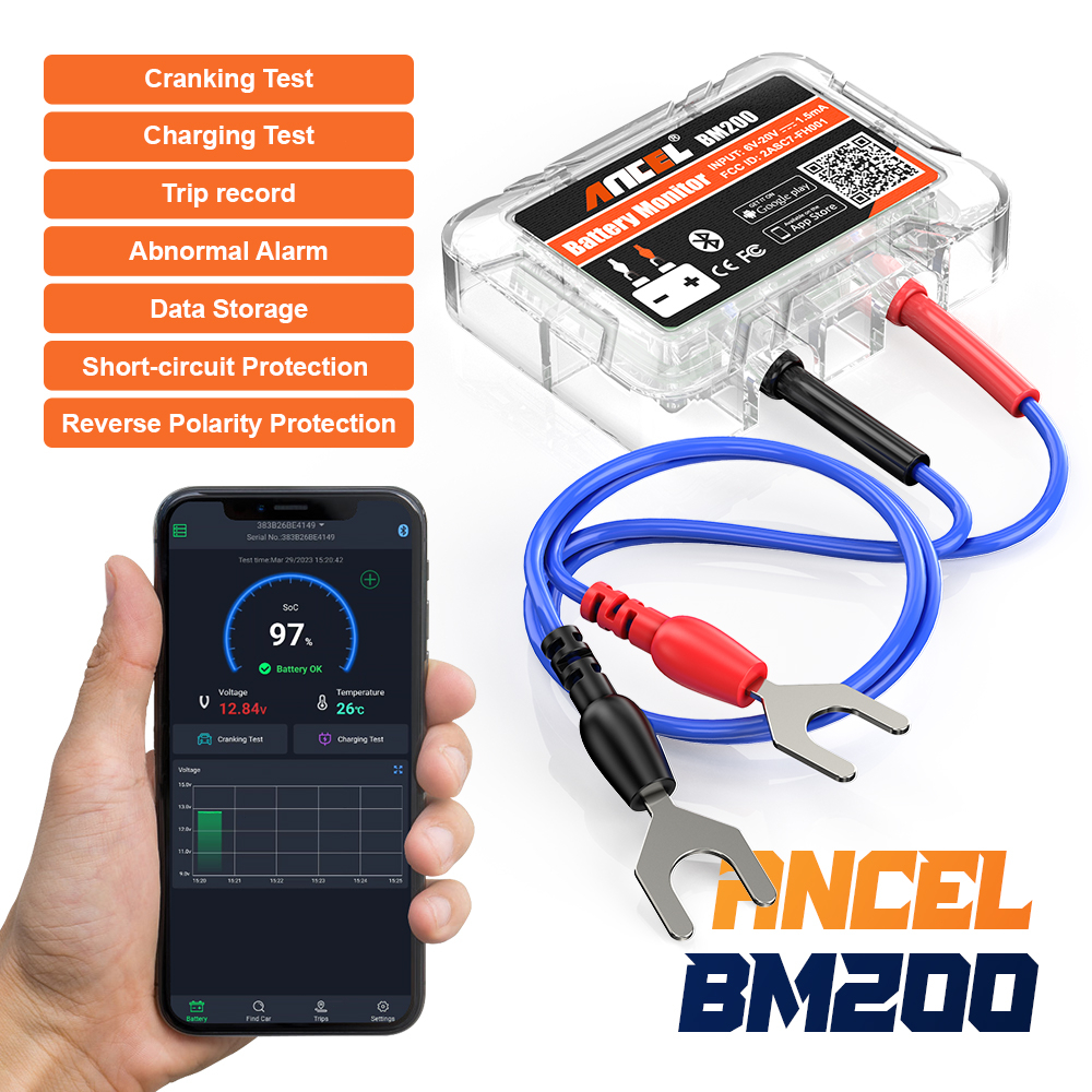 Jual ANCEL BM200 Wireless 12V Battery Monitor Automotive Battery Health ...