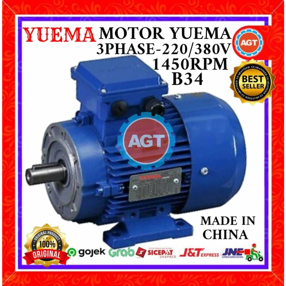 Jual YUEMA SA 1.5KW 2HP 4P 1500RPM 3PHASE B34 FRAME 90L-4 ELECTRIC MOTOR | Shopee Indonesia