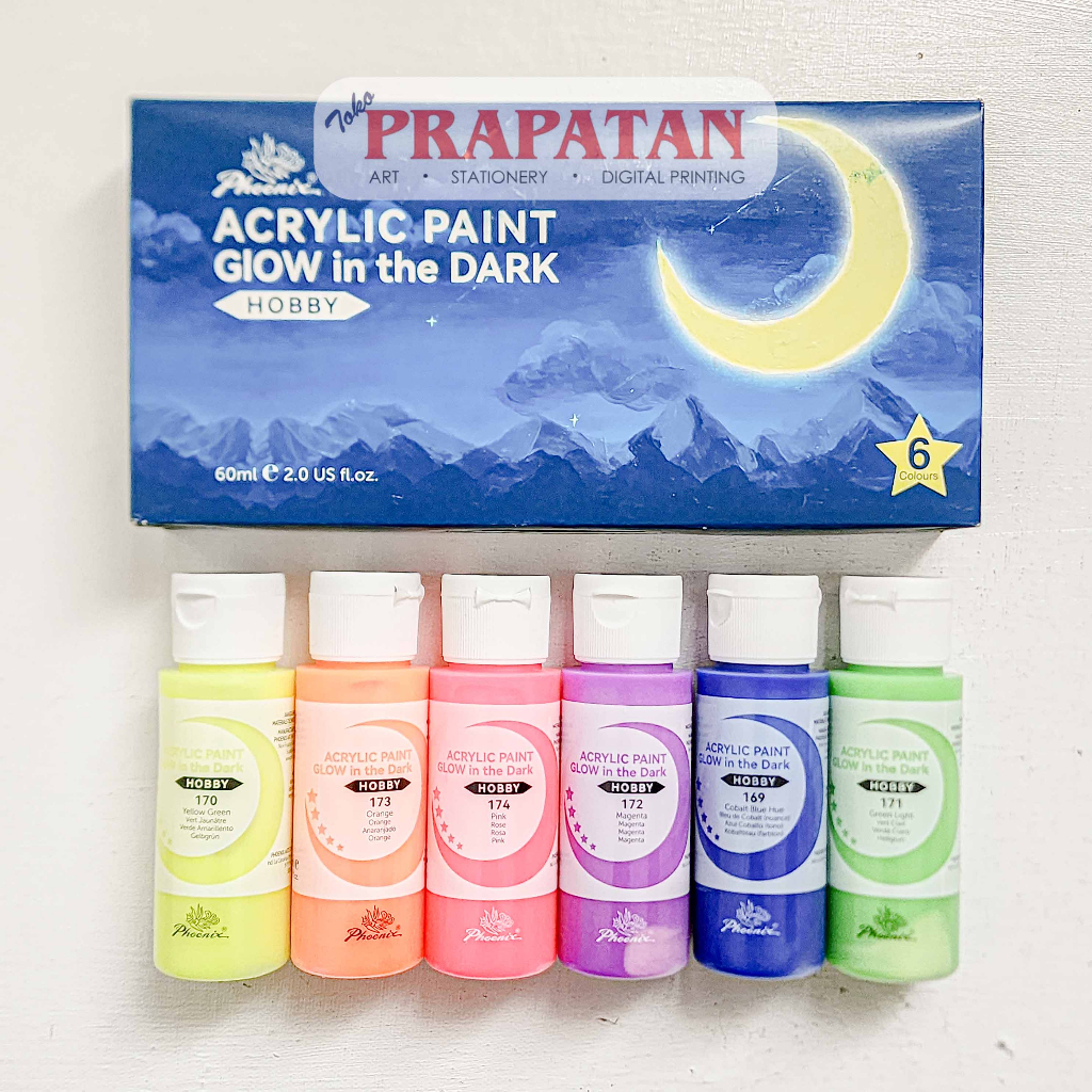 Jual Cat Akrilik Phoenix Glow In The Dark 6x60ml 660S | Acrylic Set ...