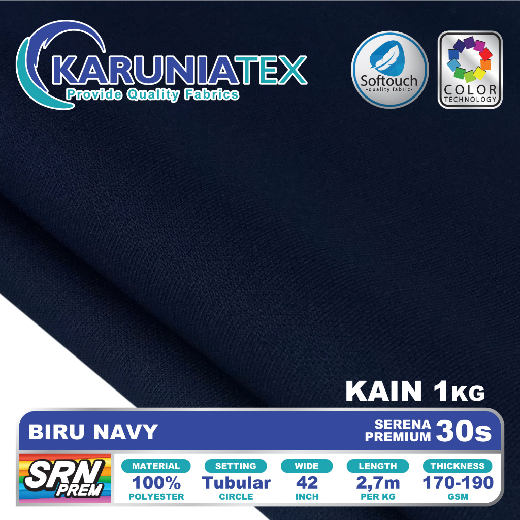 Jual Kain Serena 30s Kiloan | Biru Navy | Karunia Textile | Shopee ...