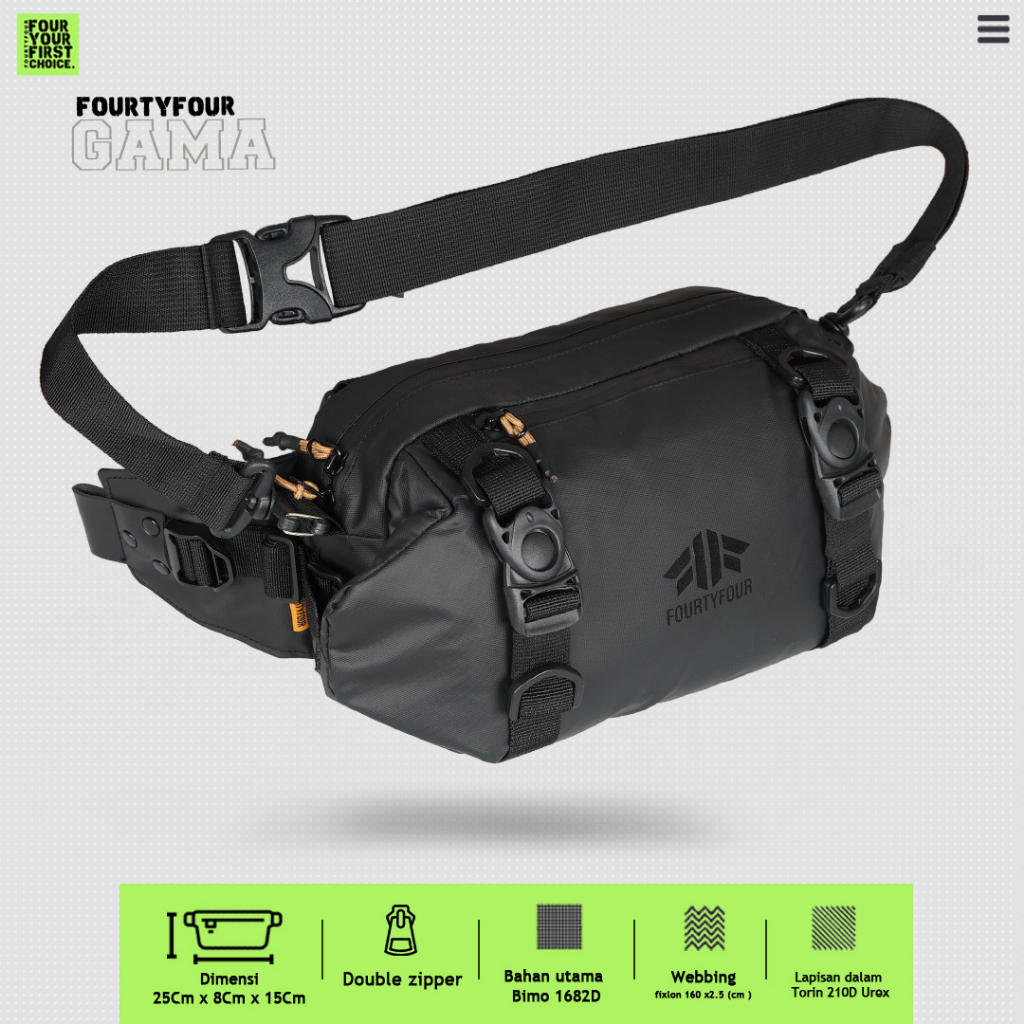 Jual FOURTYFOUR GAMA = Tas Selempang 2 In 1 - Waistbag Waterproof Tas ...