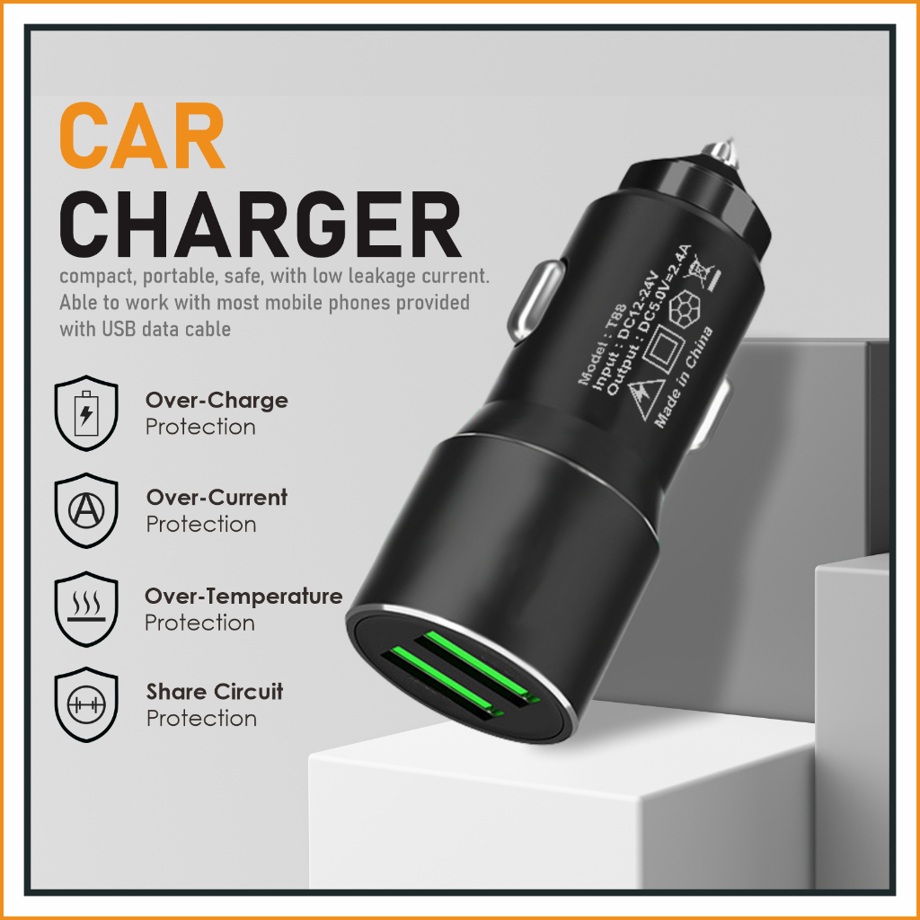 Jual Car Charger Colokan USB Mobil 2 Ports QC3.0 3.1A Qualcomm Black ...