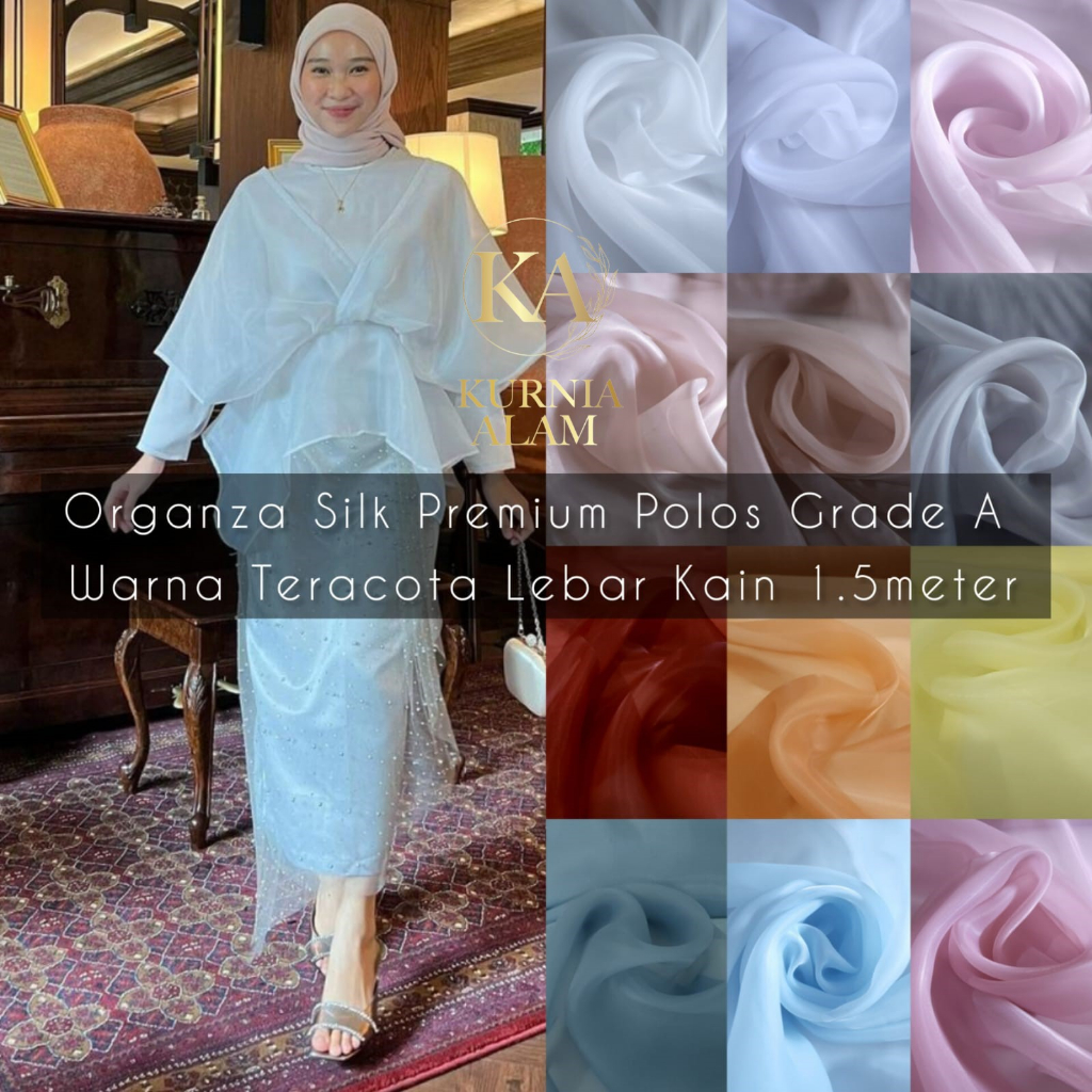 Jual Kain Organza Polos Satin Silk Premium Grade A warna Teracota ...