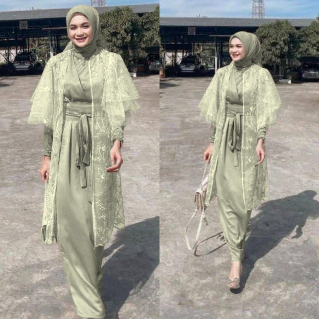 Jual [ ADA JUMBO ] Dress modern Gamis brokat kimono Outer brokat ...