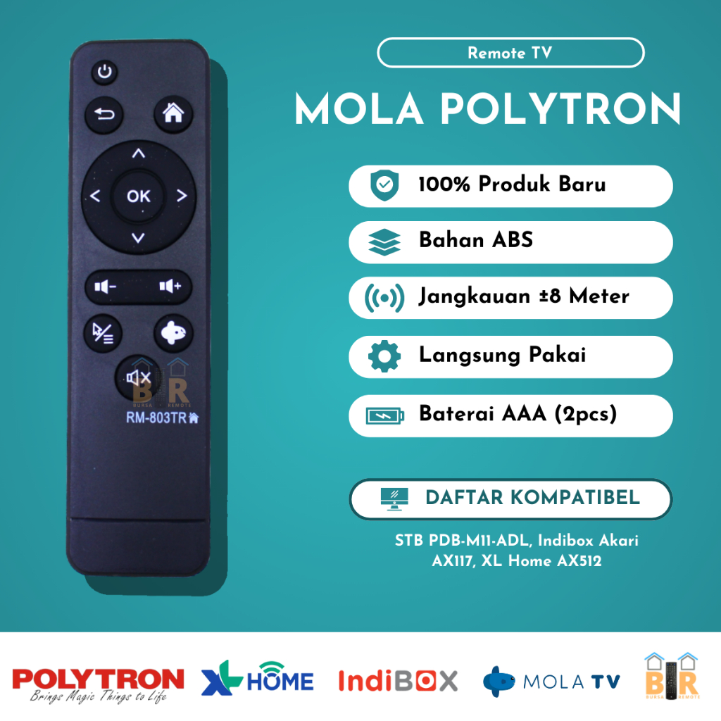 Jual Remote Mola TV Polytron Android Set Top Box 803tr indibox xlhome ...
