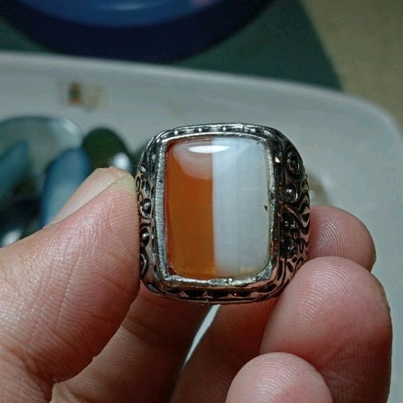 Jual batu cincin akik motif merah putih | Shopee Indonesia