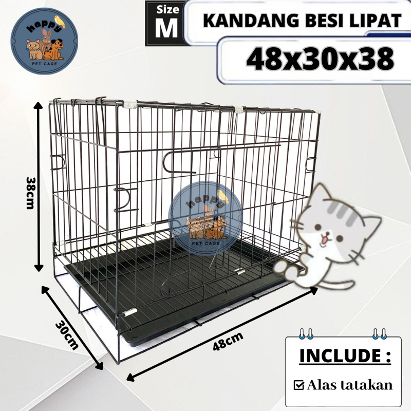 Jual Kandang Besi Lipat Ukuran 50x40x30/ Kandang Besi Size M/ Kandang ...