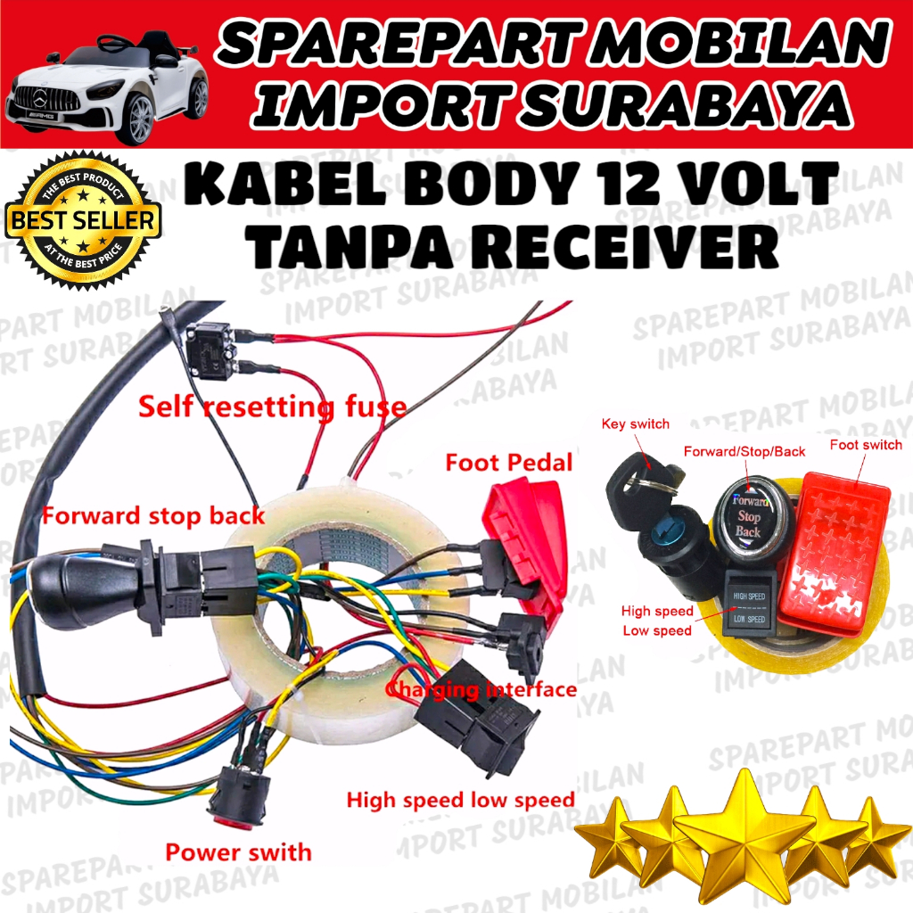 Jual KABEL SET BODY MOBIL MOBILAN ANAK RC 6VOLT 12VOLT RECIVER MODUL ...