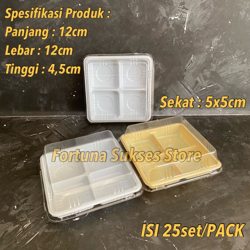 Jual (ISI 25set) Mika Puding Mini 4 Sekat + Tutup - Tray Box Skat 4 ...