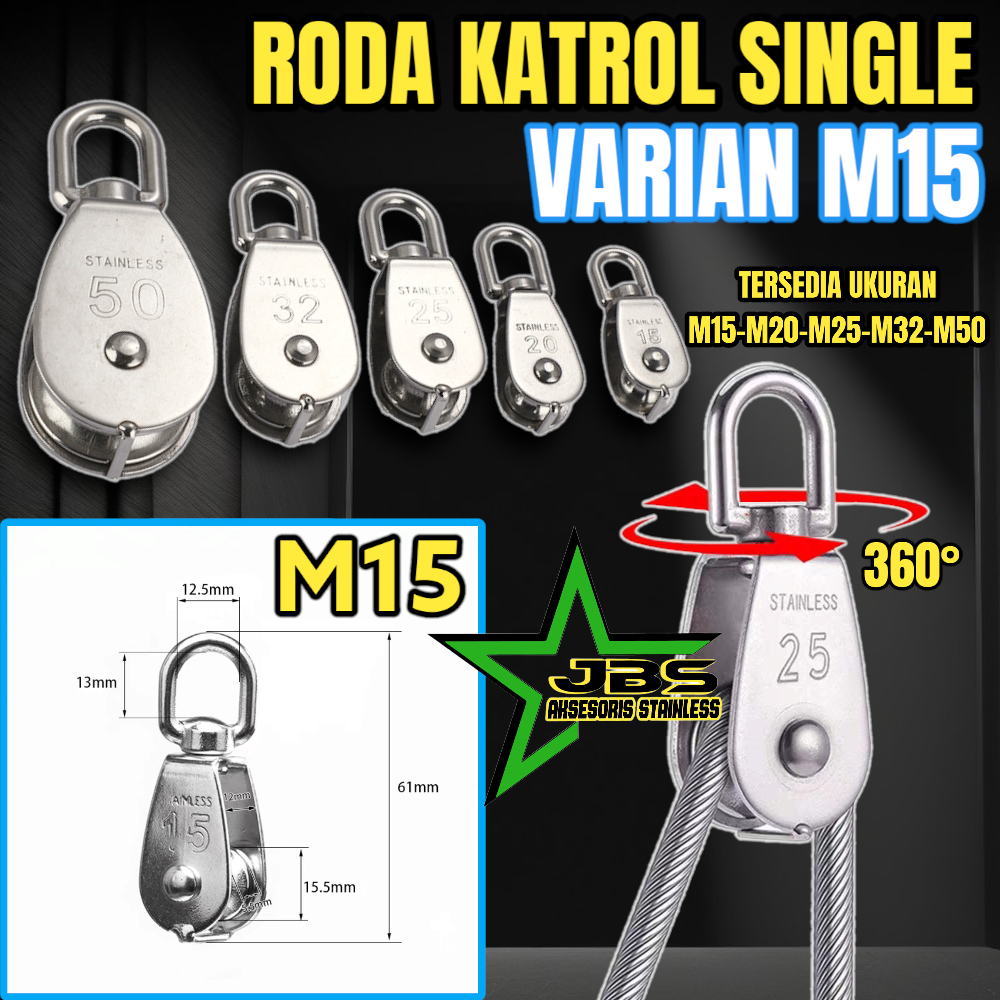 Jual RODA KATROL SINGLE M15 STAINLESS STEEL 304 | Shopee Indonesia