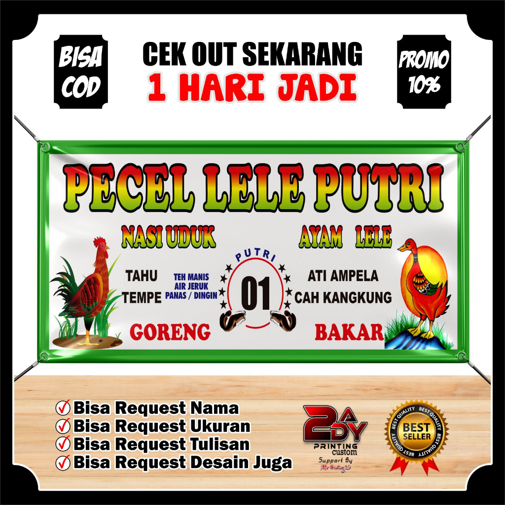 Jual SPANDUK/BANNER PECEL LELE UKURAN 3 X 1 BISA CUSTOM | Shopee Indonesia