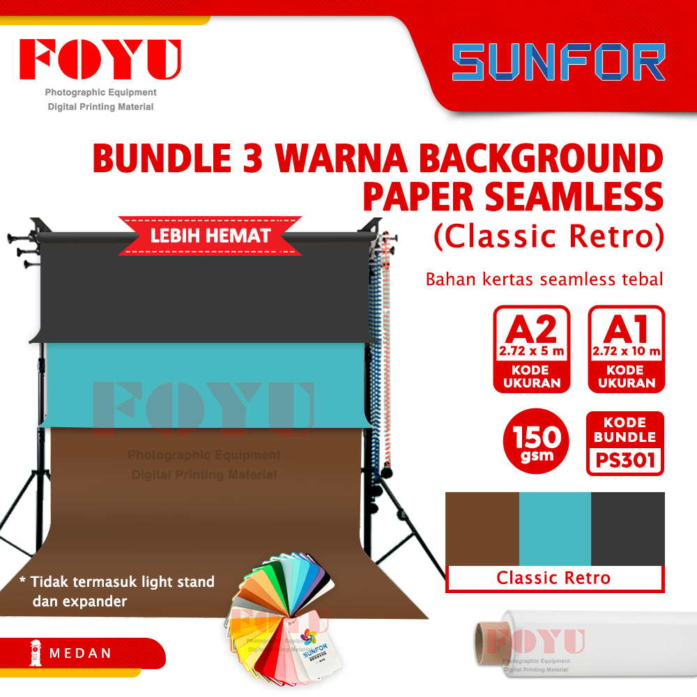 Jual Bundle 3 Warna Background Backdrop Layar Studio Foto Video Paper ...