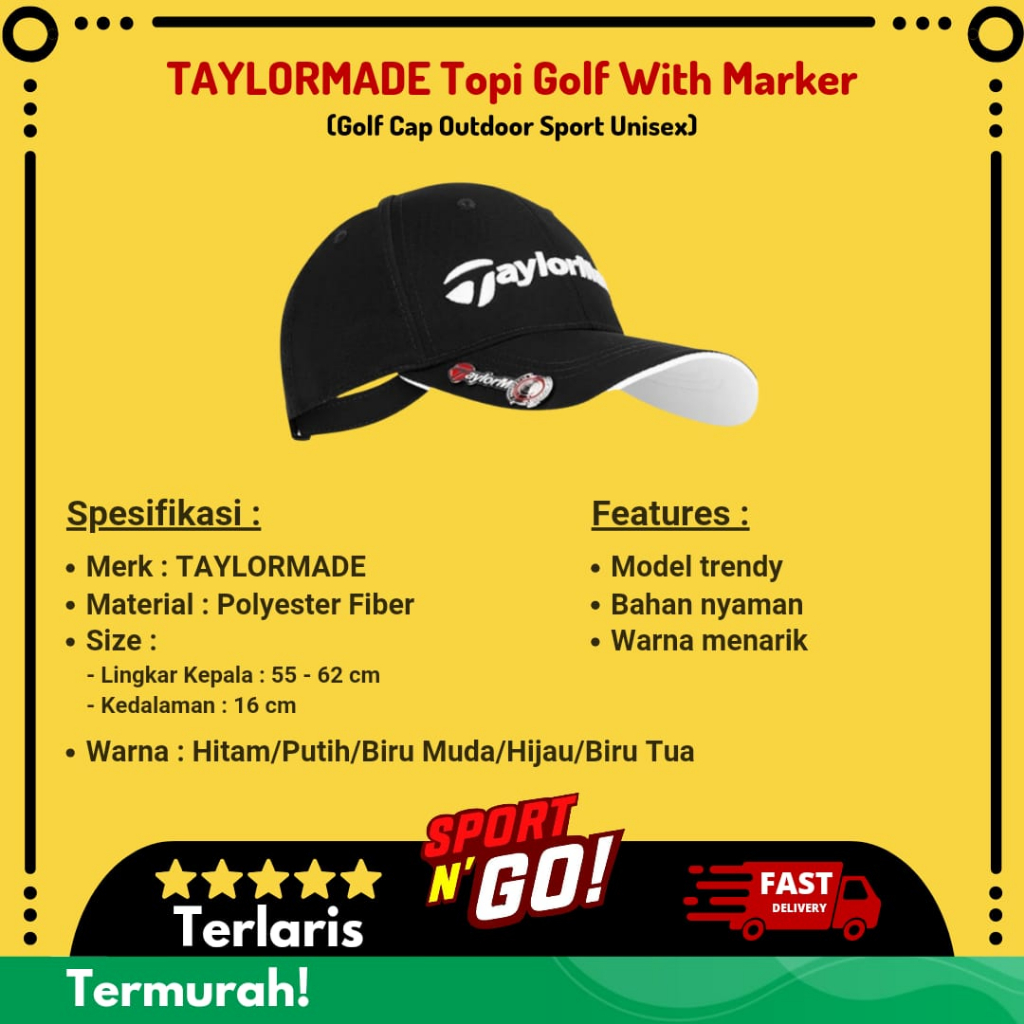 Jual TAYLORMADE Topi Golf With Marker - Golf Cap Outdoor Sport Unisex ...
