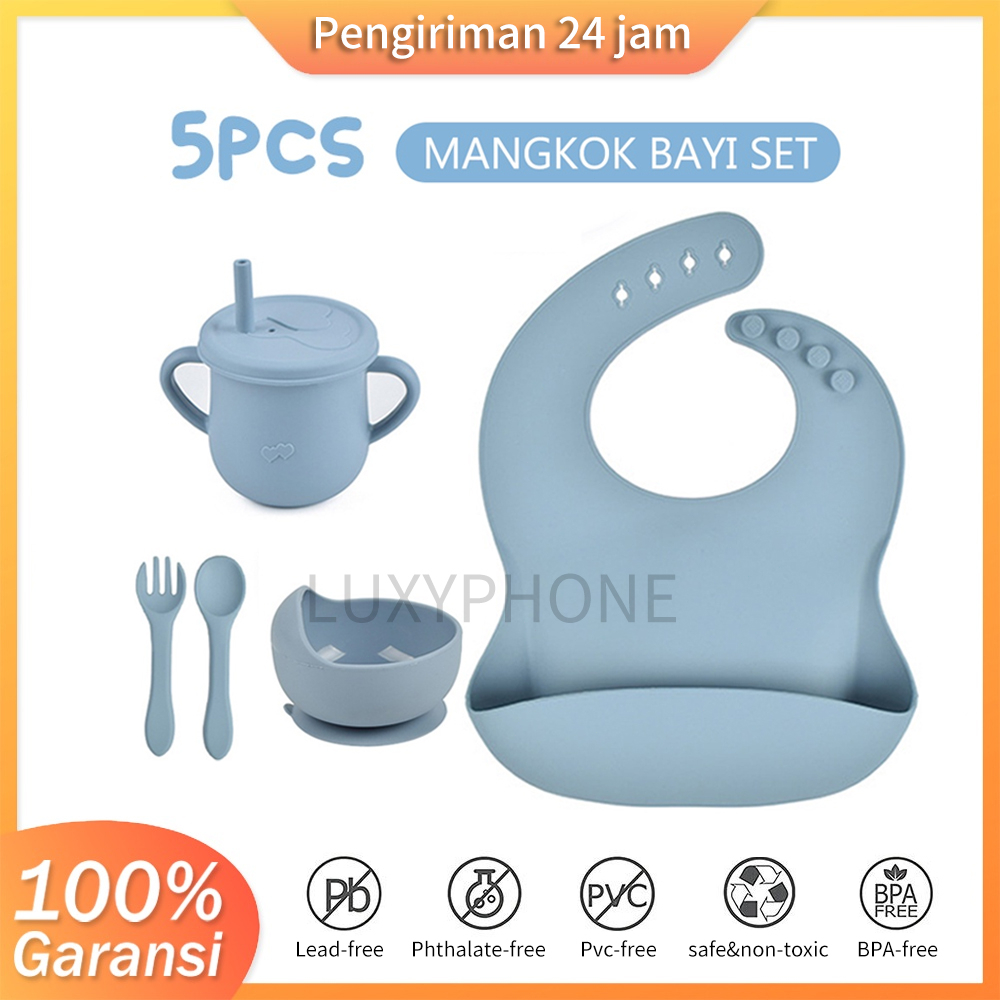 Jual 5pcs Set Tempat Makan Bayi Silicon Mpasi Peralatan Makan Bayi Alat ...