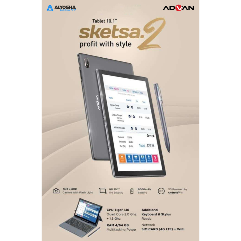 Jual TABLET ADVAN SKETSA 2 | UNSOC T310 | 4GB | 64GB ROM | ANDROID 11 ...
