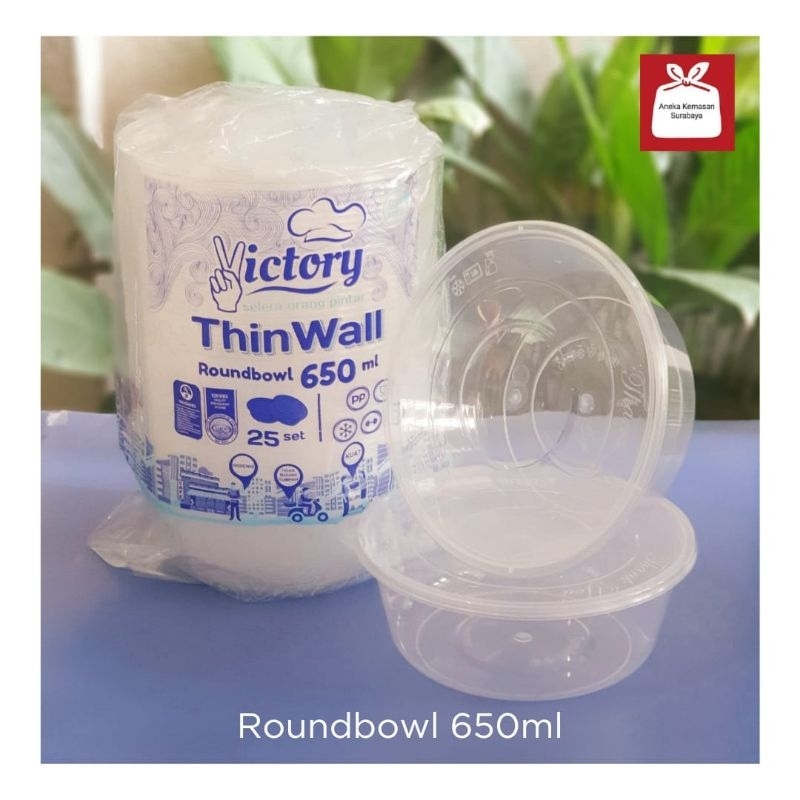 Jual Thinwall Round Bowl Victory 650ml - 1000ml / Mangkok Plastik 650ml - 1000ml. Isi 25pcs ...