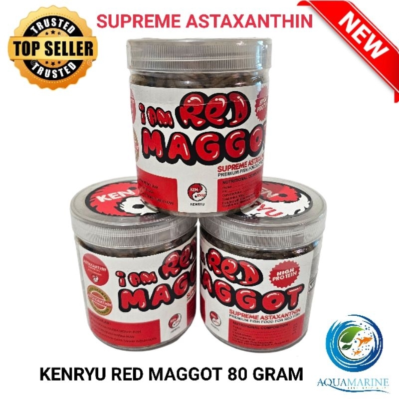 Jual KENRYU SUPREME RED MAGGOT ASTAXANTHIN PAKAN IKAN PREDATOR LOUHAN ...