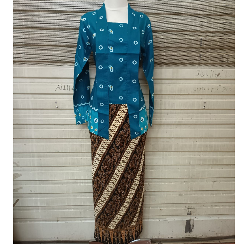 Jual Setelan Kebaya Kutubaru Jumputan Jumbo dan rok plisket terbaru/Set Kebaya Lurik jumputan ...