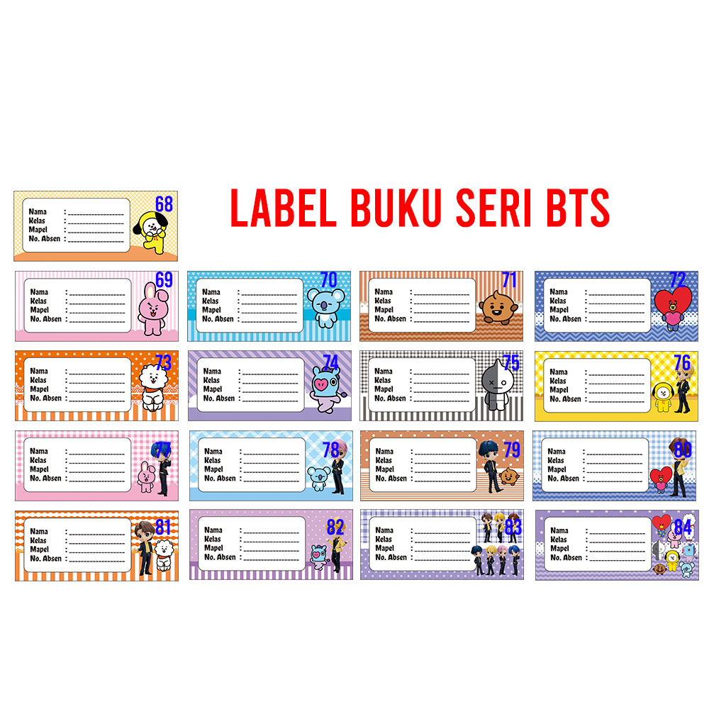 Jual Label Book Sticker Nama Seri BTS Buku Jadwal Pelajaran Sekolah ...