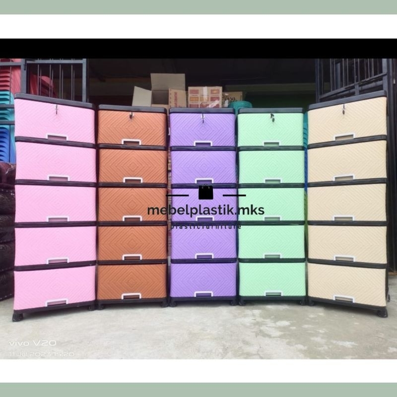 Jual Laci Cabinet Rotan Plastik Kunci 1 +Roda Susun 3/ Susun 4/ Susun 5 ...