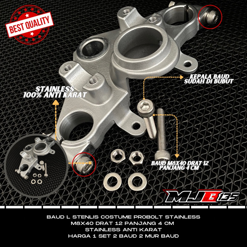 Jual BAUT BAUD L STAINLESS M8X40 DRAT 12 PANJANG 4 CM SEGITIGA ATAS ...