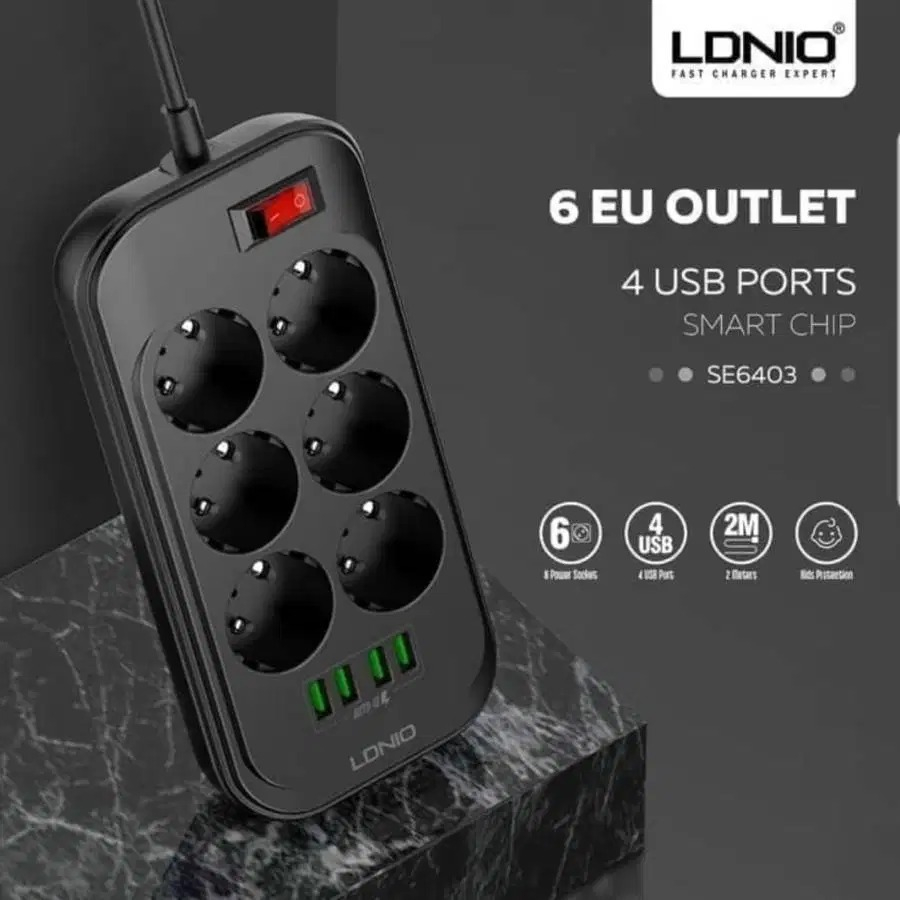 Jual LDNIO SE6403 Stop Kontak Power Socket 6 Port + USB 4 Port Fast Charging -04061 | Shopee ...