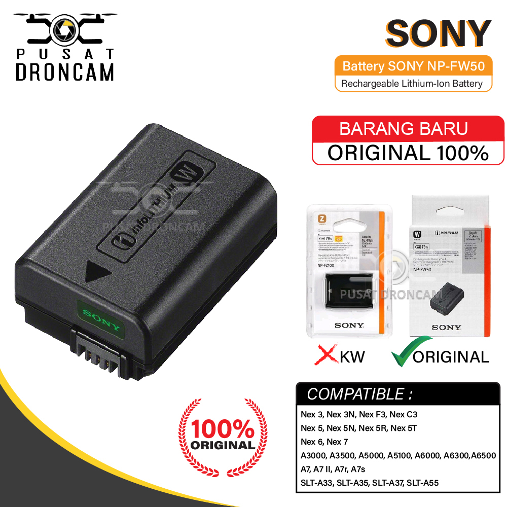 Jual BATTERY SONY NP-FW50 ORIGINAL - BATERAI SONY A7 SONY A6000 A6300 A7 | Shopee Indonesia