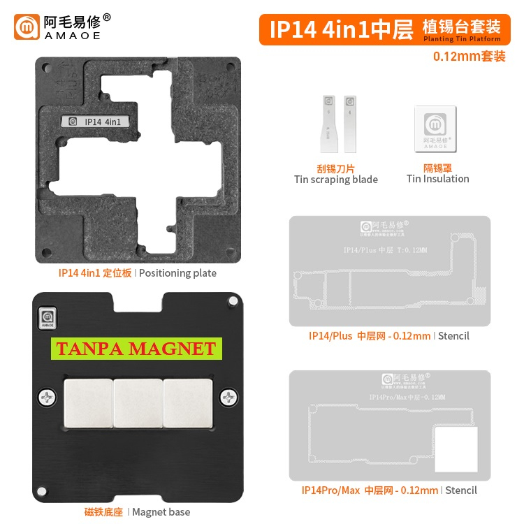 Jual Plat Cetakan IP14 4IN1 Iphone 14 Plus Pro Max Original Amaoe BGA ...