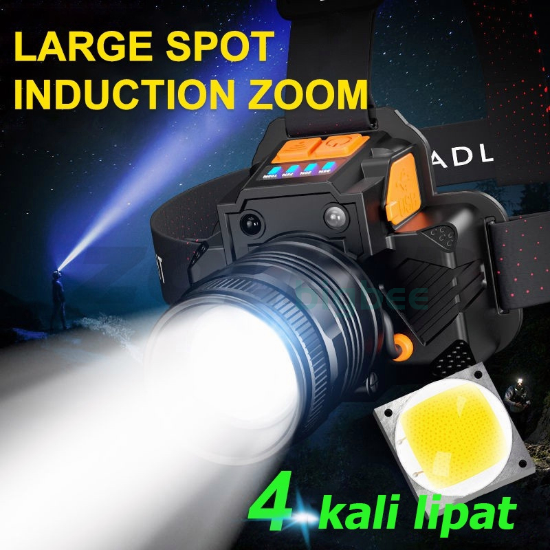 Jual Senter Kepala Led Super Terang Senter Kuat Outdoor Lampu Induksi T8 Zoom USB Isi Ulang ...