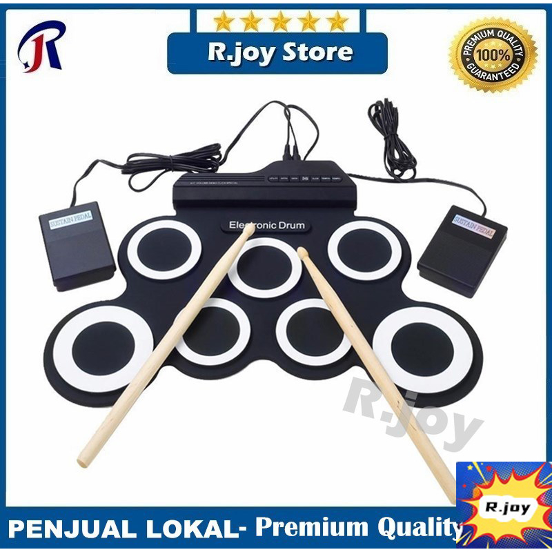 Jual Portable Electronic Digital Drum Kit 7 Pads Roll Up USB Power ALAT ...