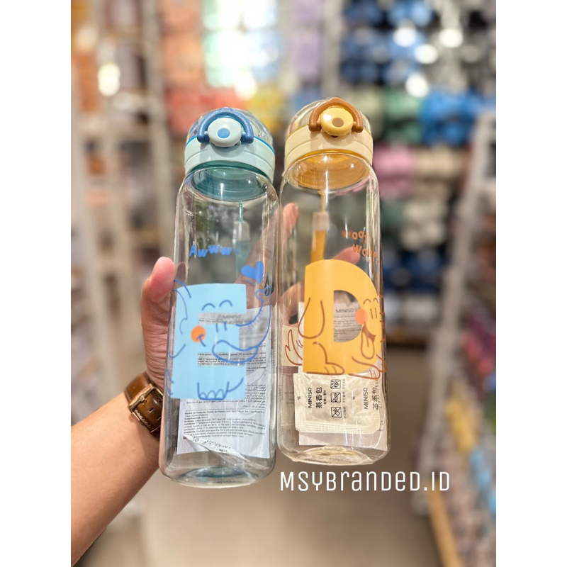Jual PLASTIC COOL WATER BOTTLE MINISO WITH HANDLE AND ONE TOUCH FLIP ...