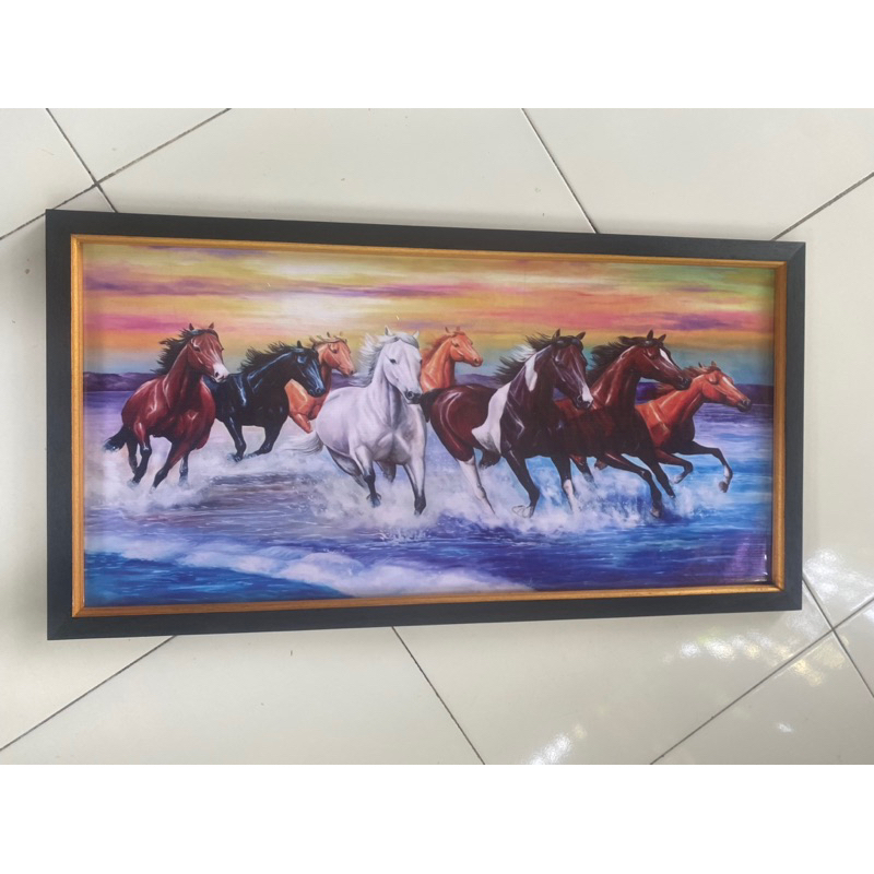 Jual Hiasan Dinding Lukisan Kuda Berlari plus Bingkai | Shopee Indonesia
