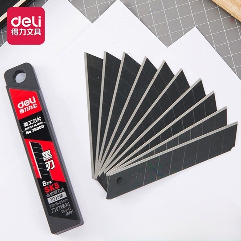 Jual Deli isi cutter refill black blade SK5 | Shopee Indonesia