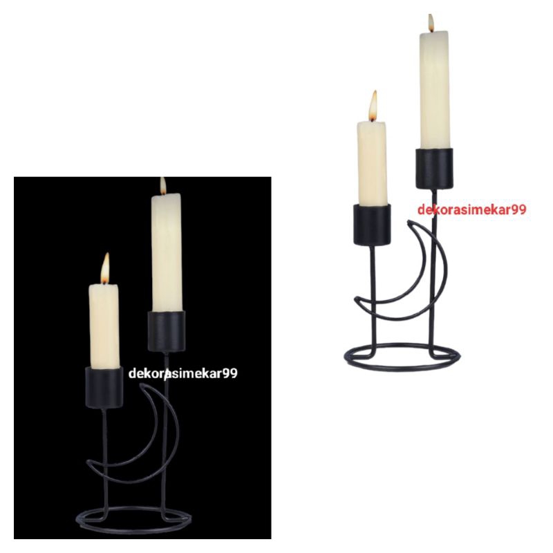 Jual tempat lilin hiasan meja makan lubang 2 bulan sabit | Shopee Indonesia