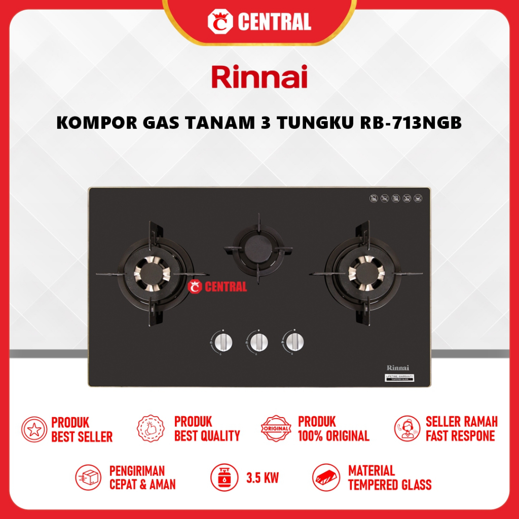 Jual KOMPOR TANAM RINNAI 3 TUNGKU RB-713NGB / RB 713N (S) | Shopee Indonesia